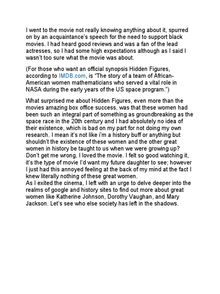 Hidden Figures | PDF | Hidden Figures | Katherine Johnson