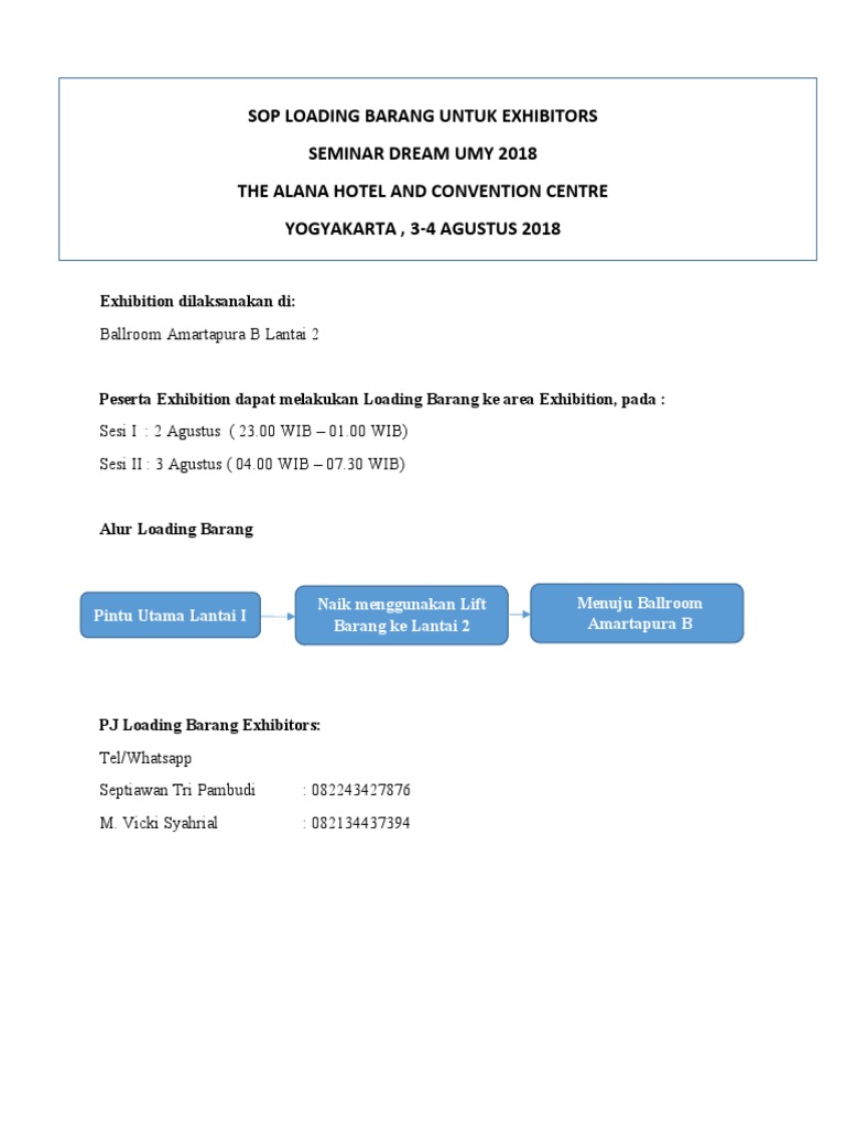 Sop Loading Barang Untuk Exhibitors | PDF
