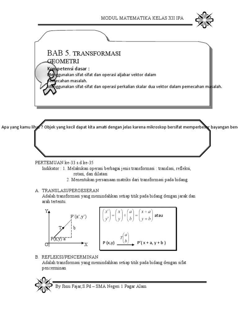 Transformasi Geometri Kelas XII | PDF