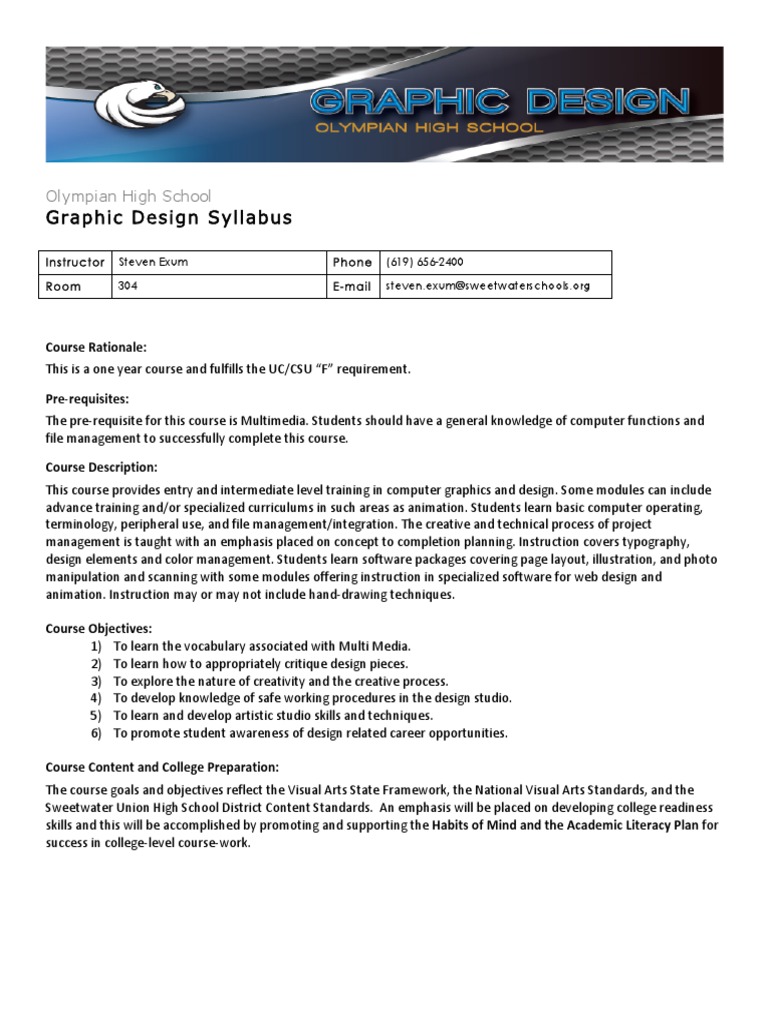 Graphic Design Syllabus: Olympian High School | PDF | Graphics | Plagiarism