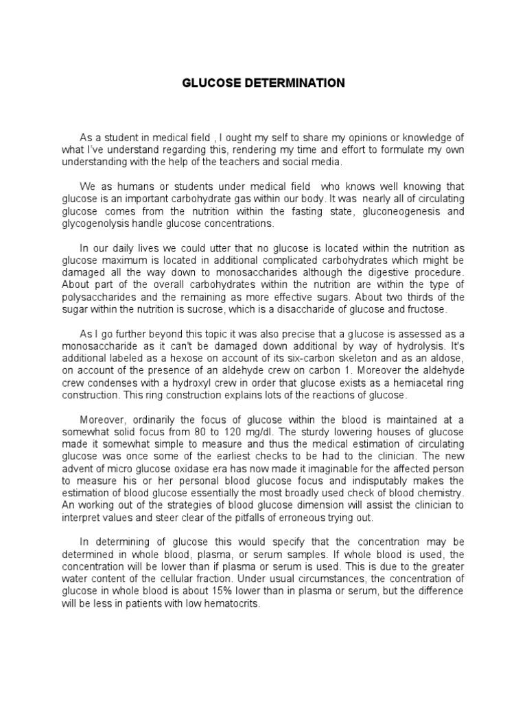 Glucose Determination | Download Free PDF | Carbohydrates | Glucose