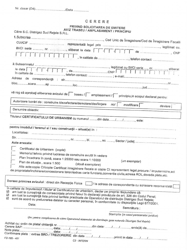 Distrigaz - Cerere Aviz | PDF