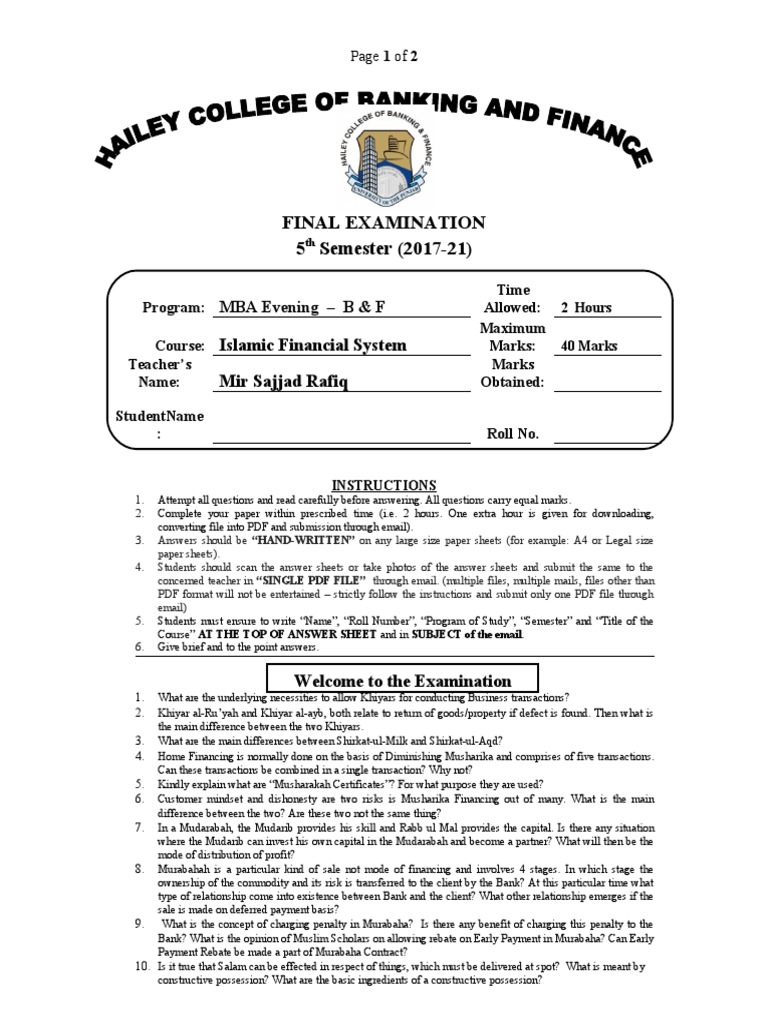 Islamic Financial System | PDF | Islamic Banking And Finance | Lease