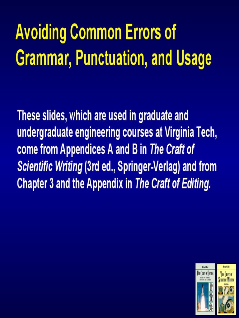 Avoiding Common Errors of Grammar, Punctuation, and Usage | Download ...