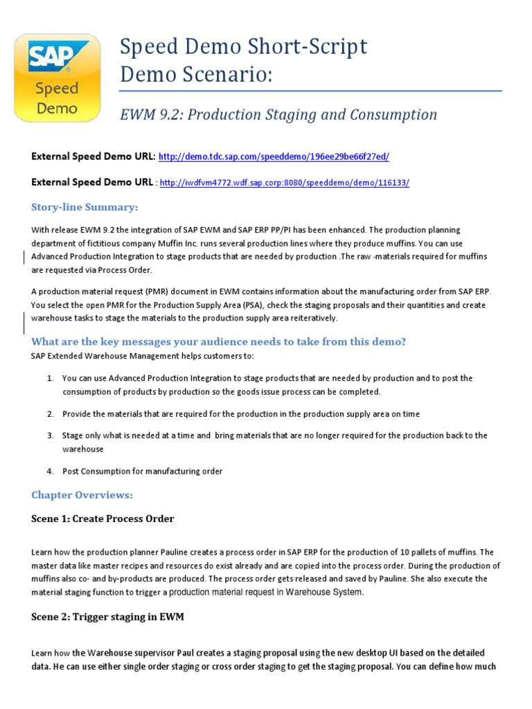 SAP EWM Production Staging Overview | PDF | Computing | Business