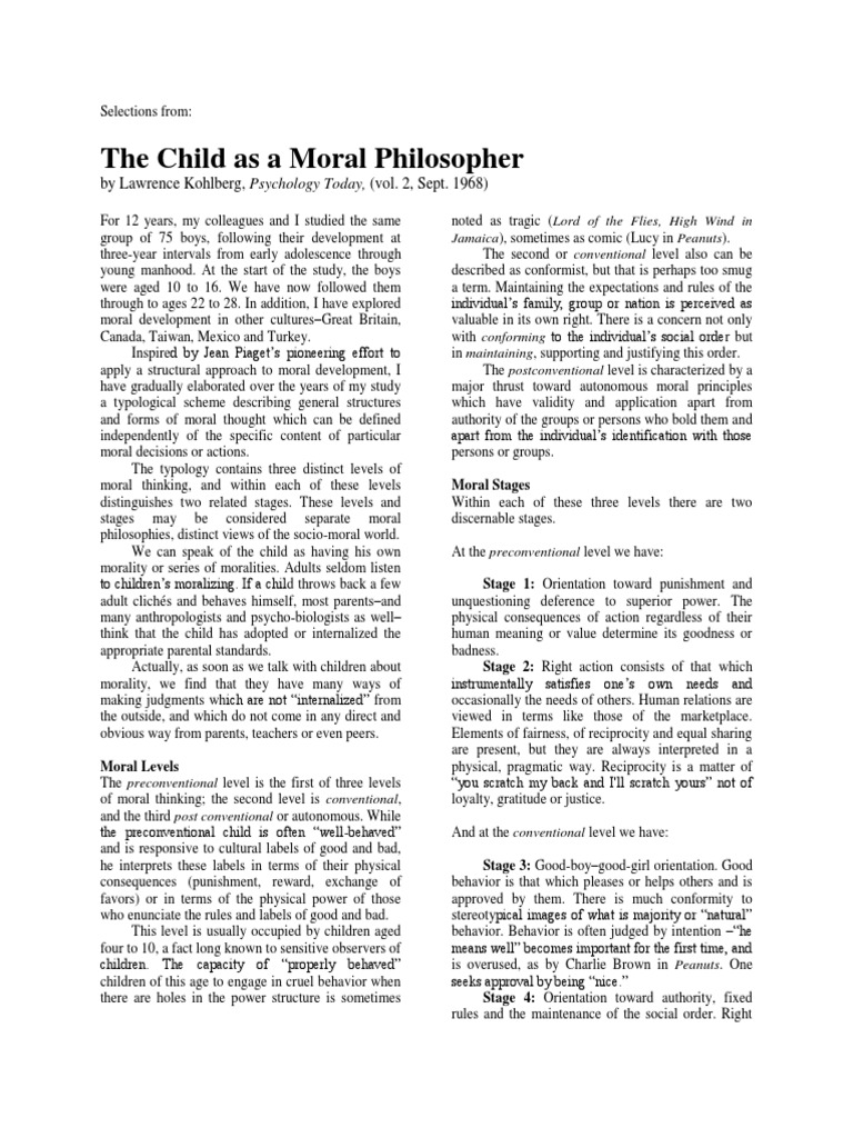 The Development of Moral Reasoning in Children and Adolescents | PDF ...