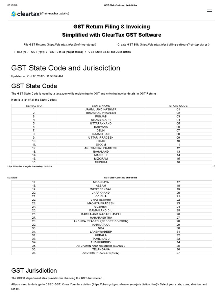GST State Codes | PDF | Taxation | Payments
