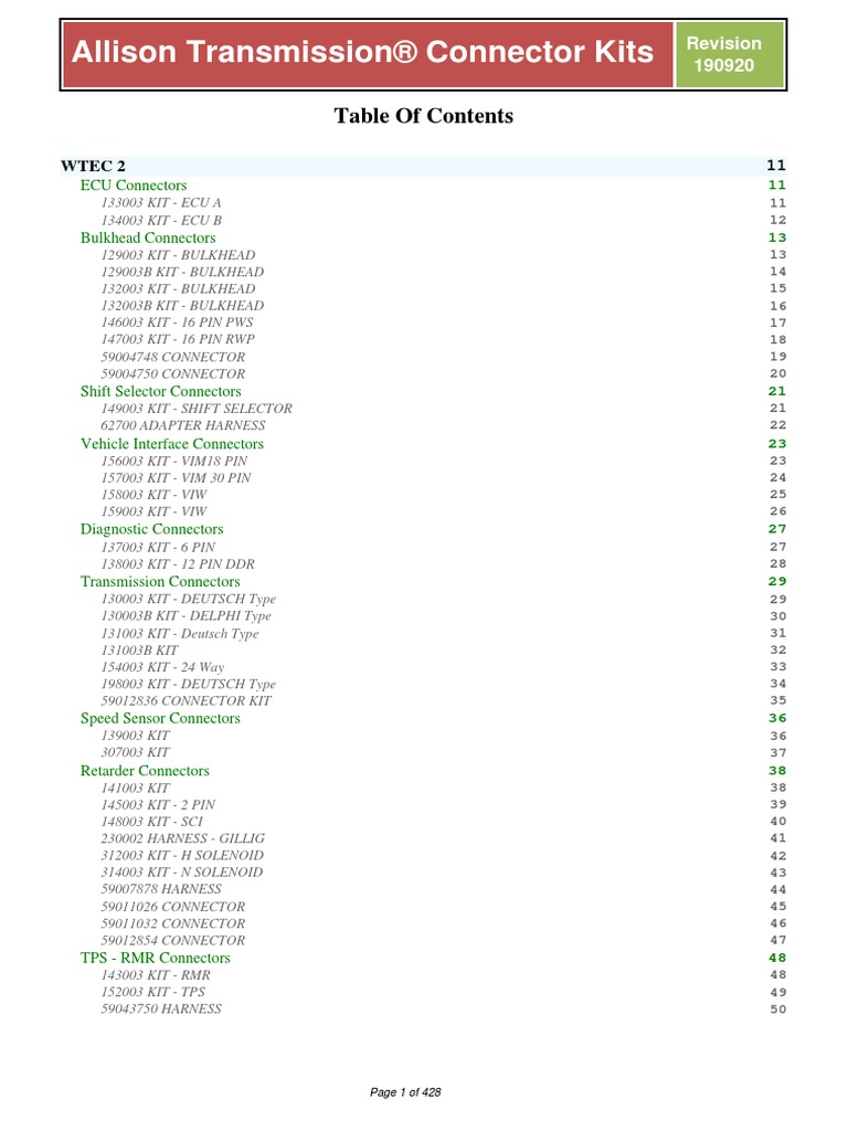 Allison Connector Catalog Rev190920 PDF | PDF | Business