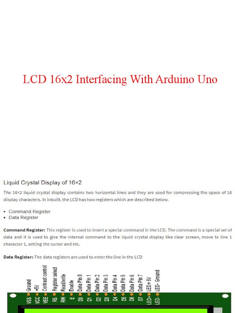 LCD Interfacing With Arduino | PDF | Electronics | Computer Hardware