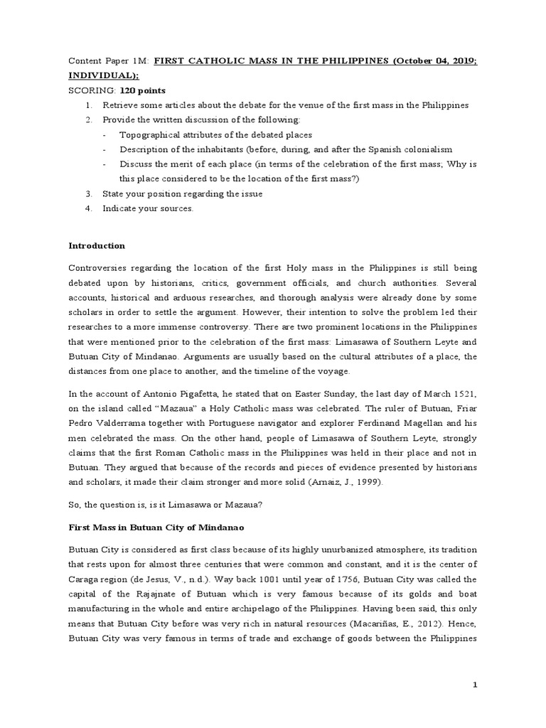 Content Paper First Mass | PDF