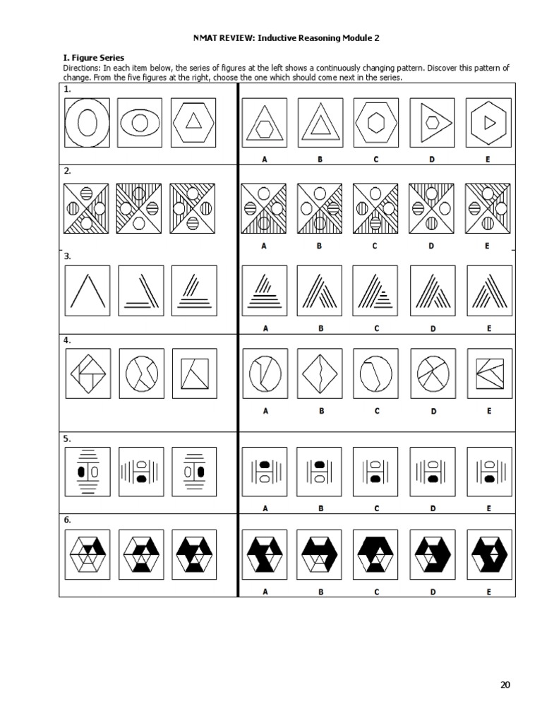 NMAT REVIEW: Inductive Reasoning Module 2 I. Figure Series | PDF