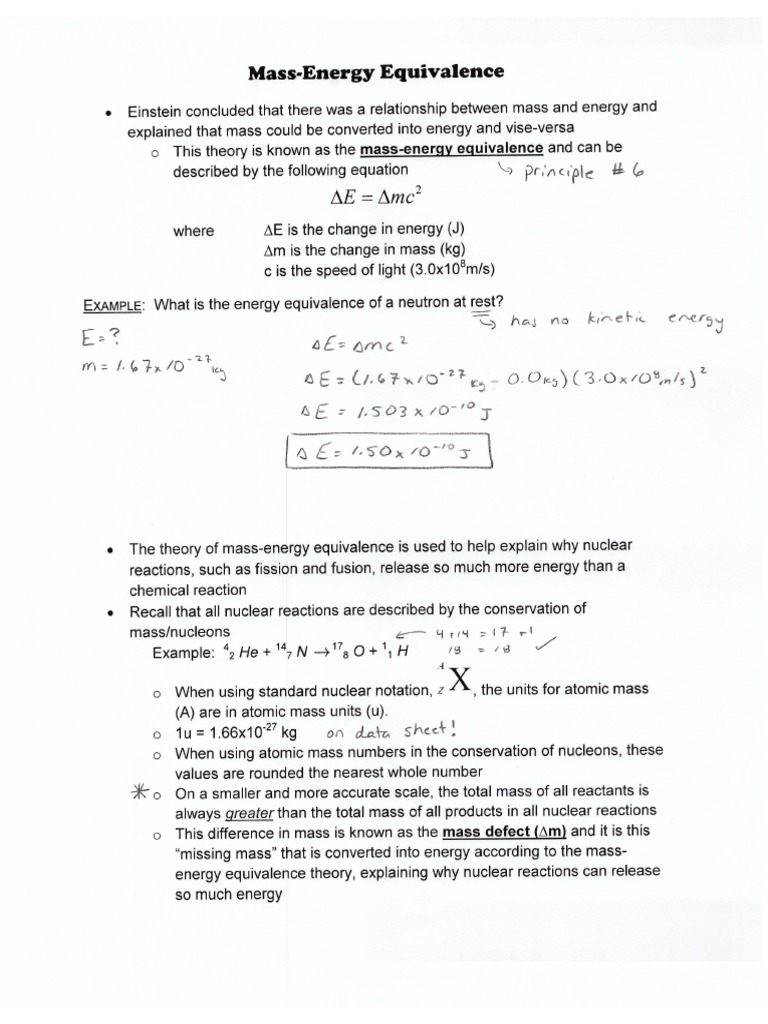 4.7 Mass Energy - Equivalence PDF | PDF