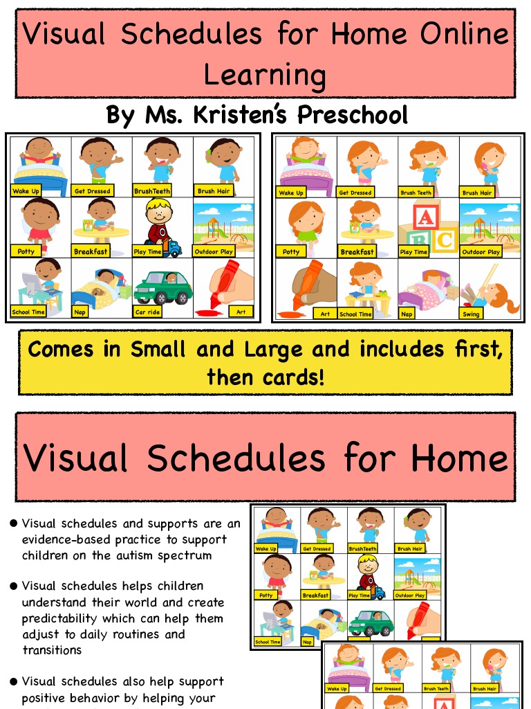 By Ms. Kristen's Preschool: Visual Schedules For Home Online Learning | PDF