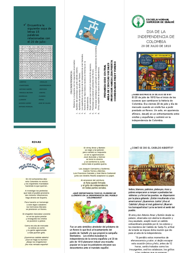 Folleto Dia de La Independencia | PDF | Antiguas colonias españolas ...