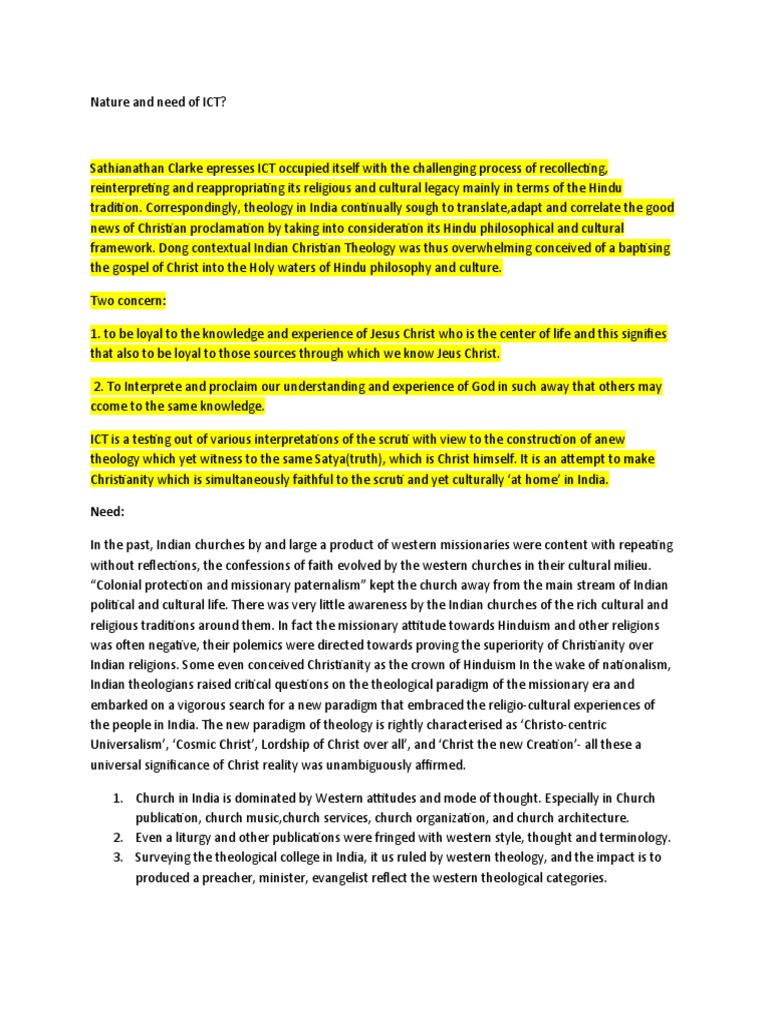 Nature and Need of ICT | PDF | Trinity | God