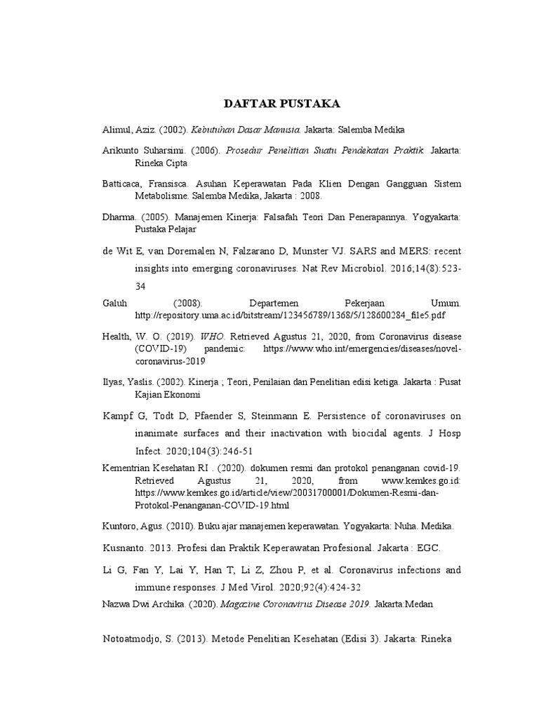 Daftar Pustaka Nursalam 2020 | PDF | Microorganism | Virus