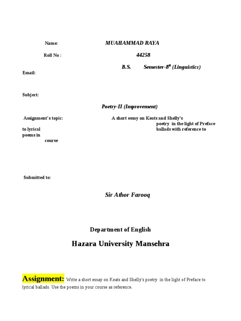 John Keats Poetry - II 1st Assignment-1 | PDF | John Keats | Poetry