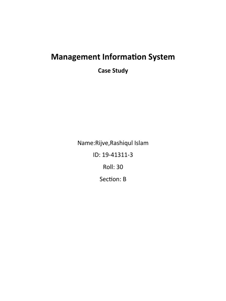 Management Information System - Case Study | PDF | Smart Grid ...