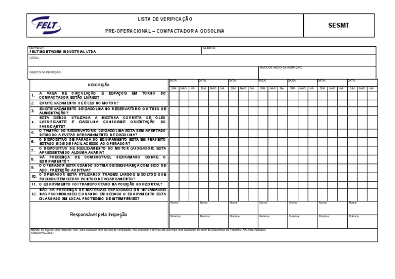 Check List Compactador | PDF