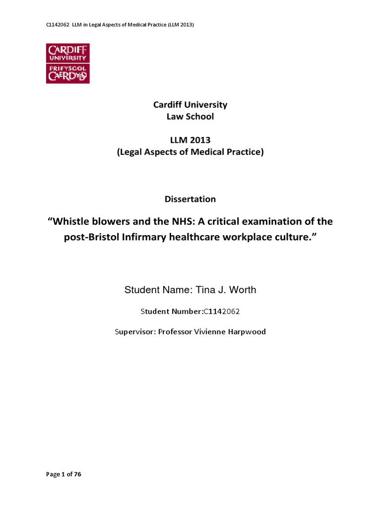 LLM Dissertation TinaWorth Final PDF | PDF | Whistleblower | National ...