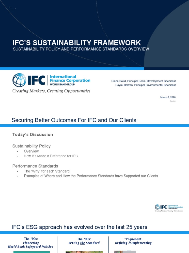 IFC PPT Sustainability Framework Overview and PSs + EP 04032020 | PDF ...