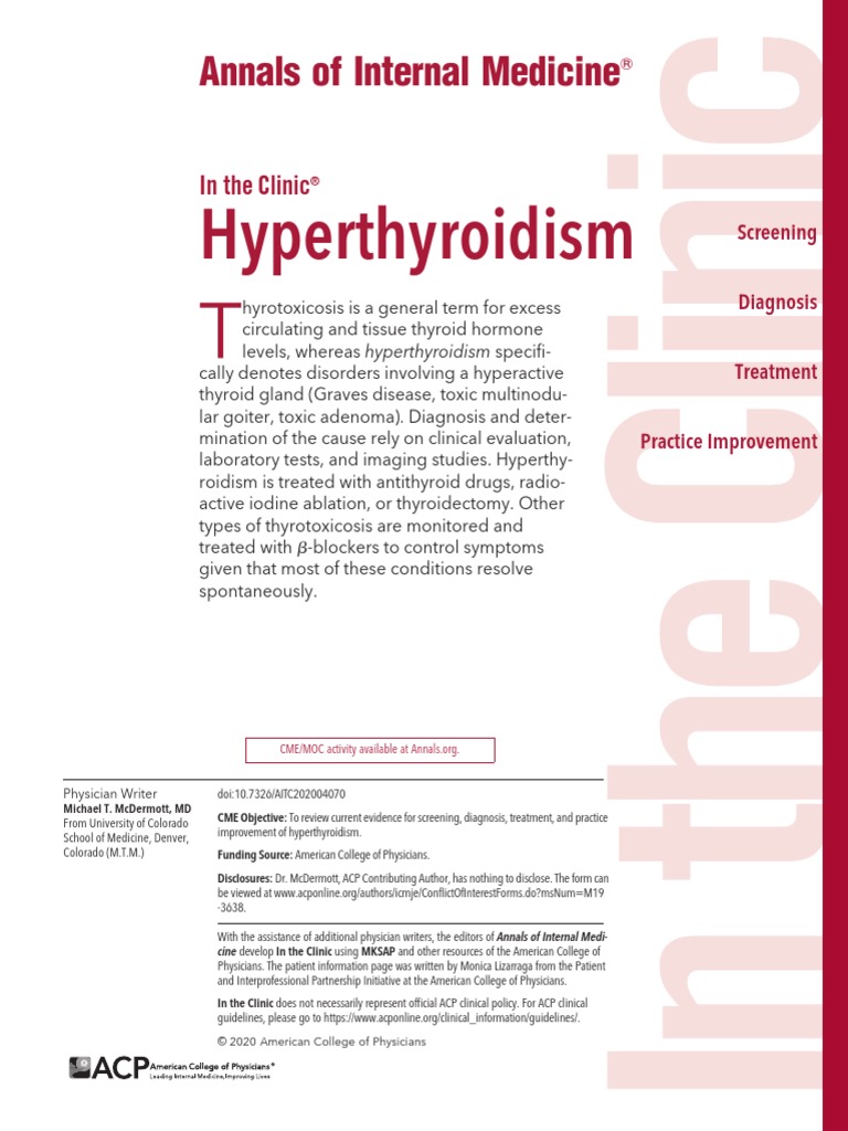Ann Int Med 2020 - Hyperthiroidism | PDF | Hyperthyroidism | Thyroid ...