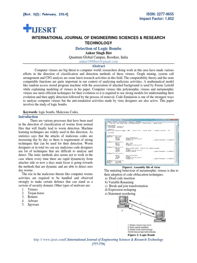 IJESRT Detection of Logic Bombs | PDF | Malware | Computer Virus