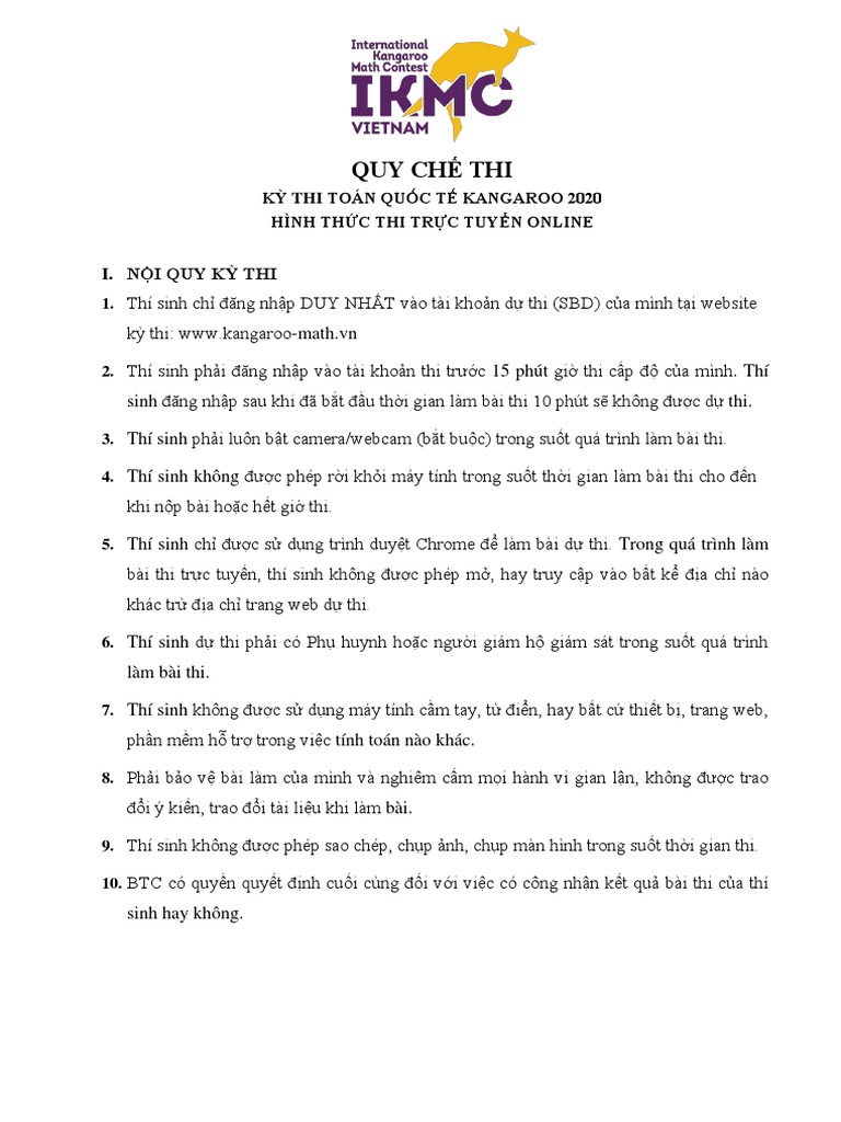 IKMC 2020 - Quy chế thi | PDF
