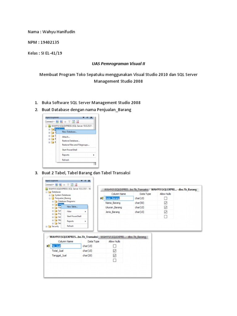 UAS Pemrograman Visual II-Wahyu Hanifudin-19402135 | PDF | Data Komputer | Ilmu Informasi