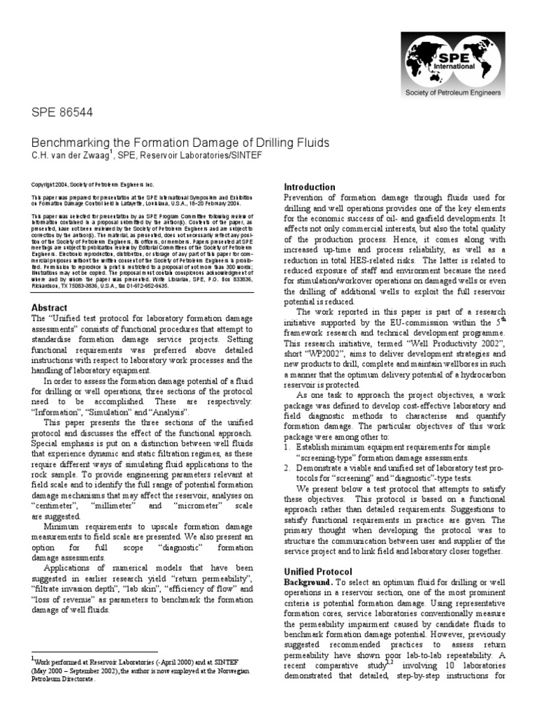 Benchmarking The Formation Damage of Drilling Fluids | PDF | Fluid Dynamics | Permeability ...