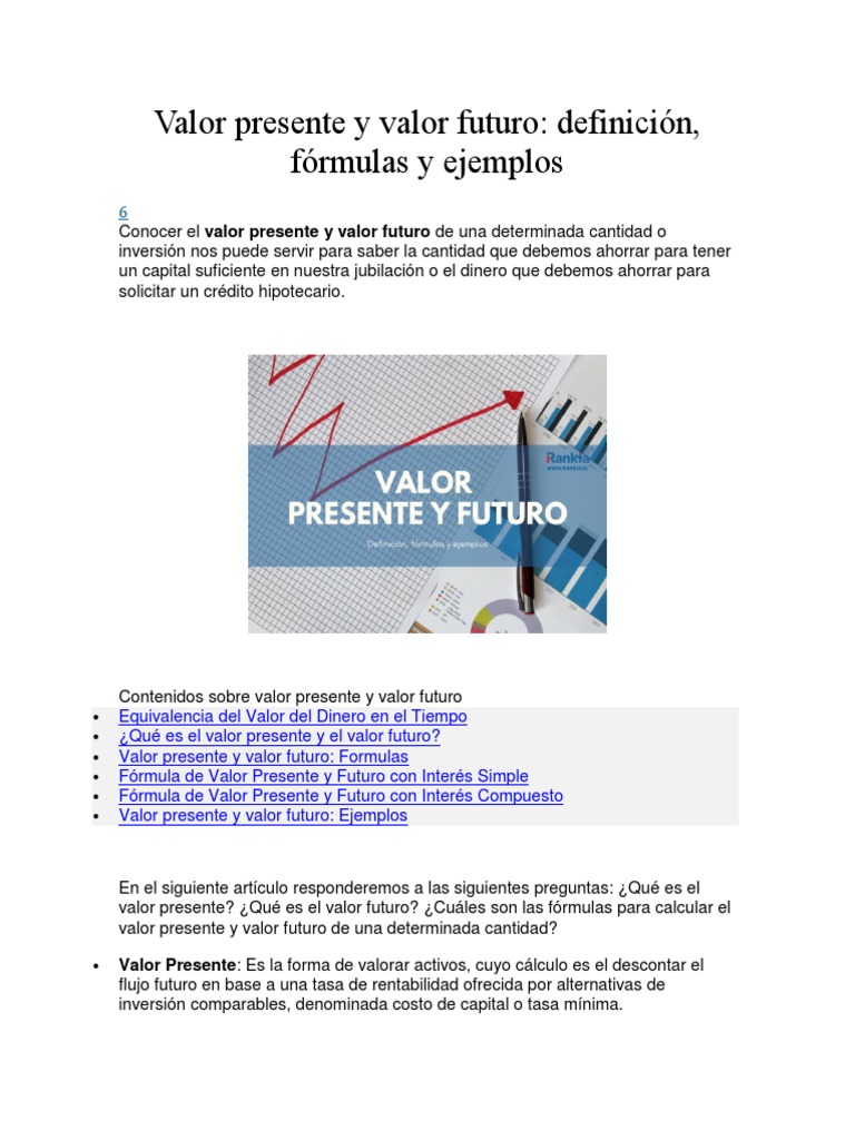 Valor Presente y Valor Futuro | PDF | Interés | Tasas de interés