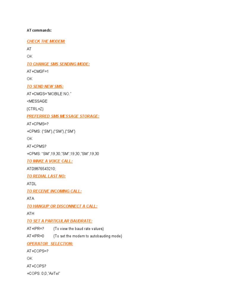 AT Commands:: Check The Modem | PDF
