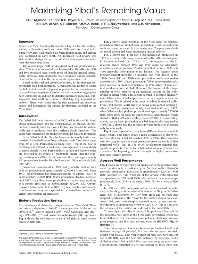 Maximizing Yibal's Remaining Value | PDF | Petroleum Reservoir ...