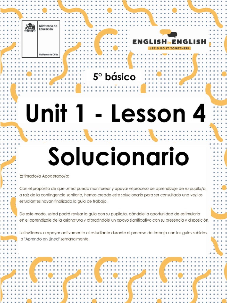 G6 - Unit 1 Lesson 4 - Review - Solucionario | PDF | Idiomas