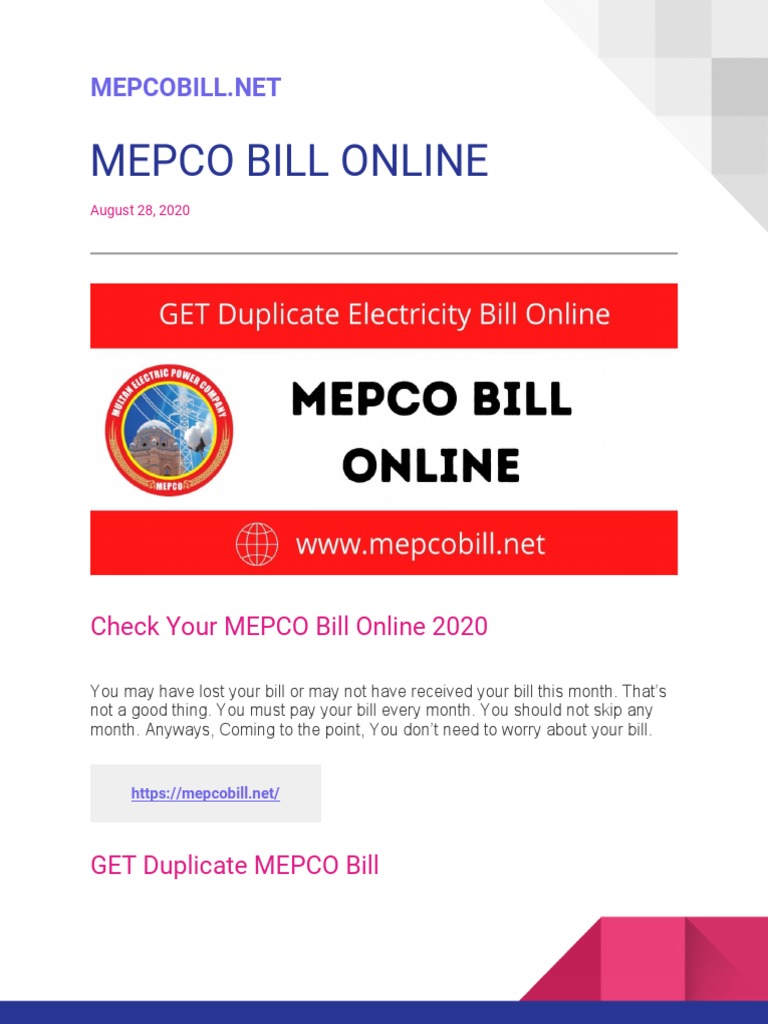 Mepco Bill | PDF