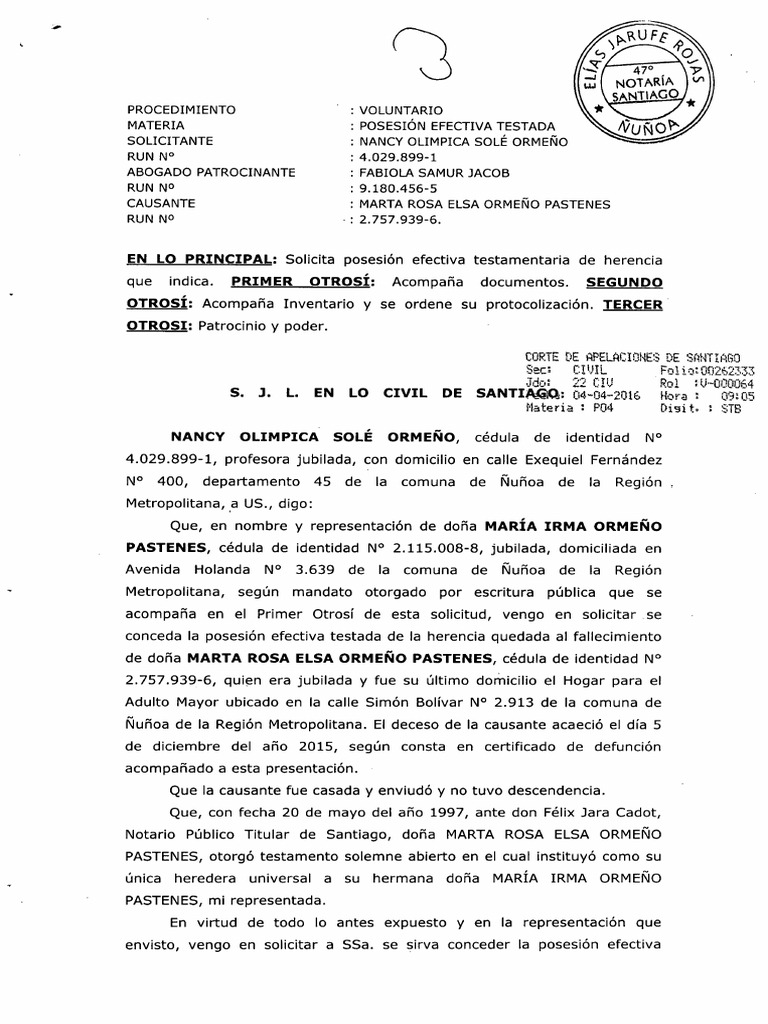 Solicitud Posesion Efectiva Testada | PDF