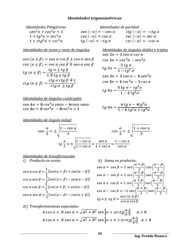 Identidades Pitagoricas Universales Pdf Pdf Funciones