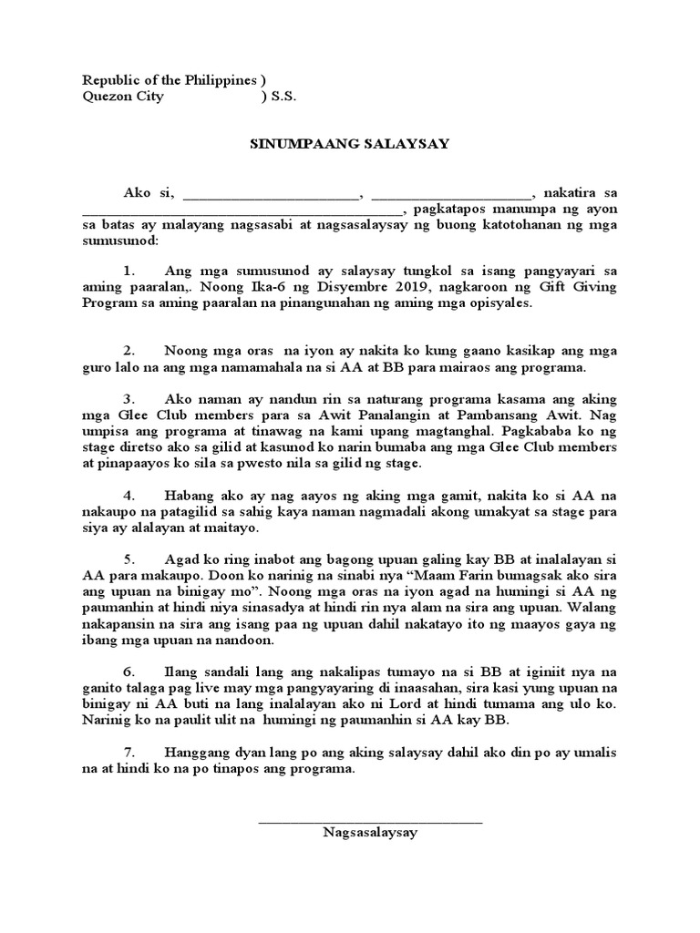 Edited Sinumpaang Salaysay (Richard) | PDF