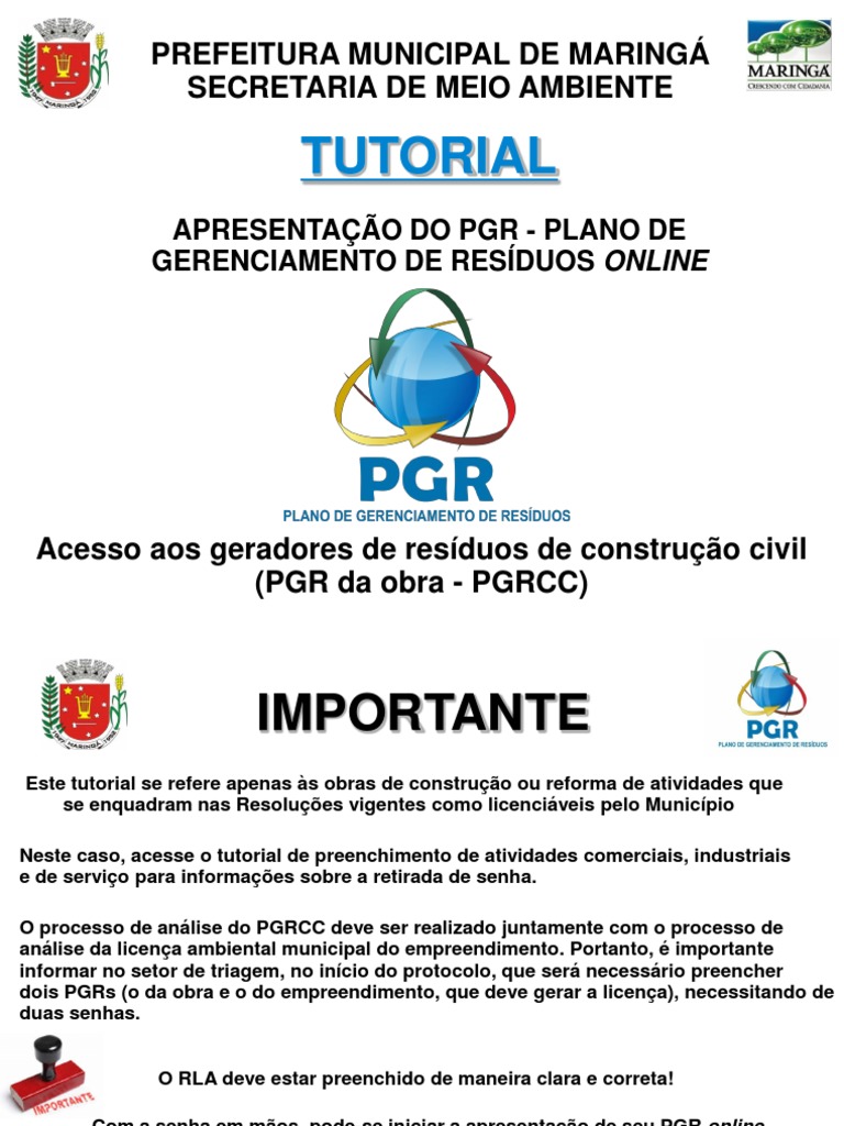 TUTORIAL - PGR - Construção e Obras | PDF | Desperdício | Computação e ...