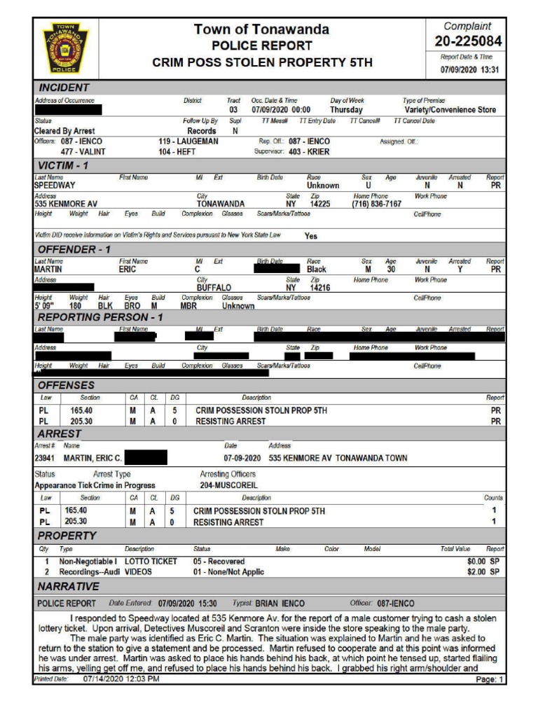 TTPD Police Report Eric Martin | PDF