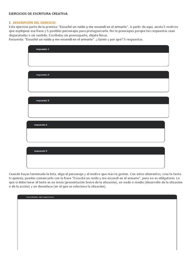 Ejercicios de Escritura Creativa | PDF