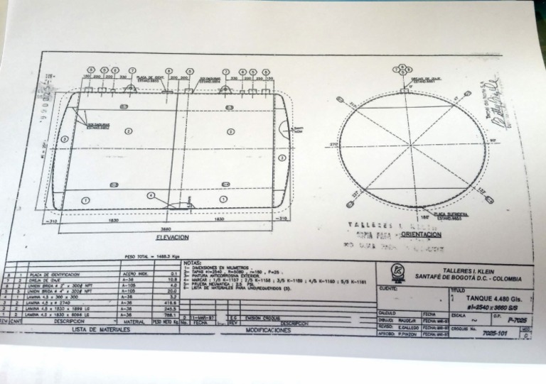 Plano Tanque Klein 4480 Gal | PDF