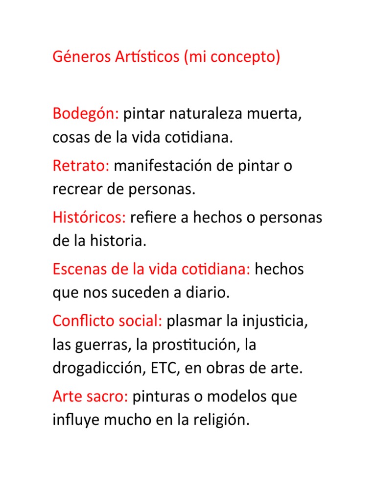 Géneros Artísticos y sus Manifestaciones | PDF