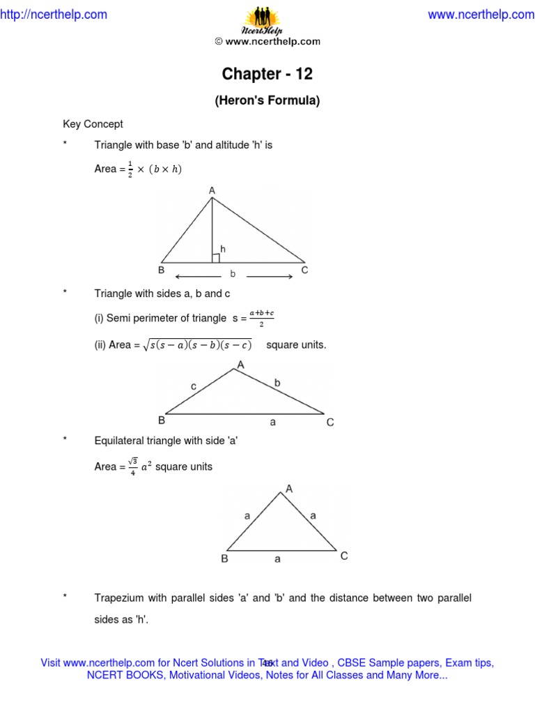 Formulas and Practice Questions for Calculating Areas of Triangles ...