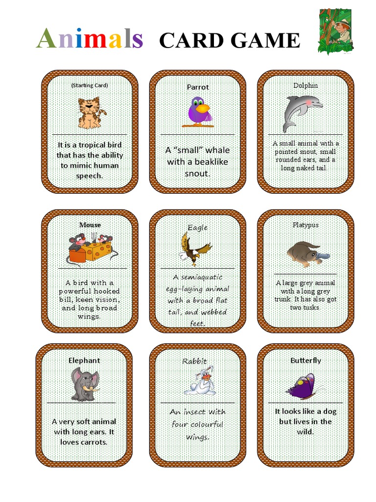 Animals Card Game Activities Promoting Classroom Dynamics Group Form ...