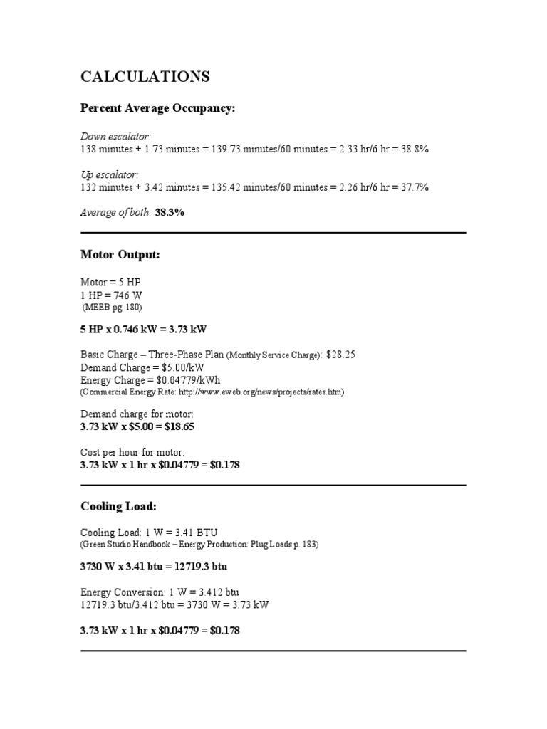 Calculations: Percent Average Occupancy | PDF