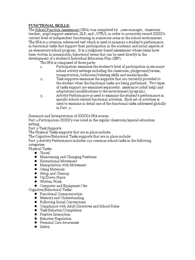 Functional Skills | PDF | Classroom | Special Education