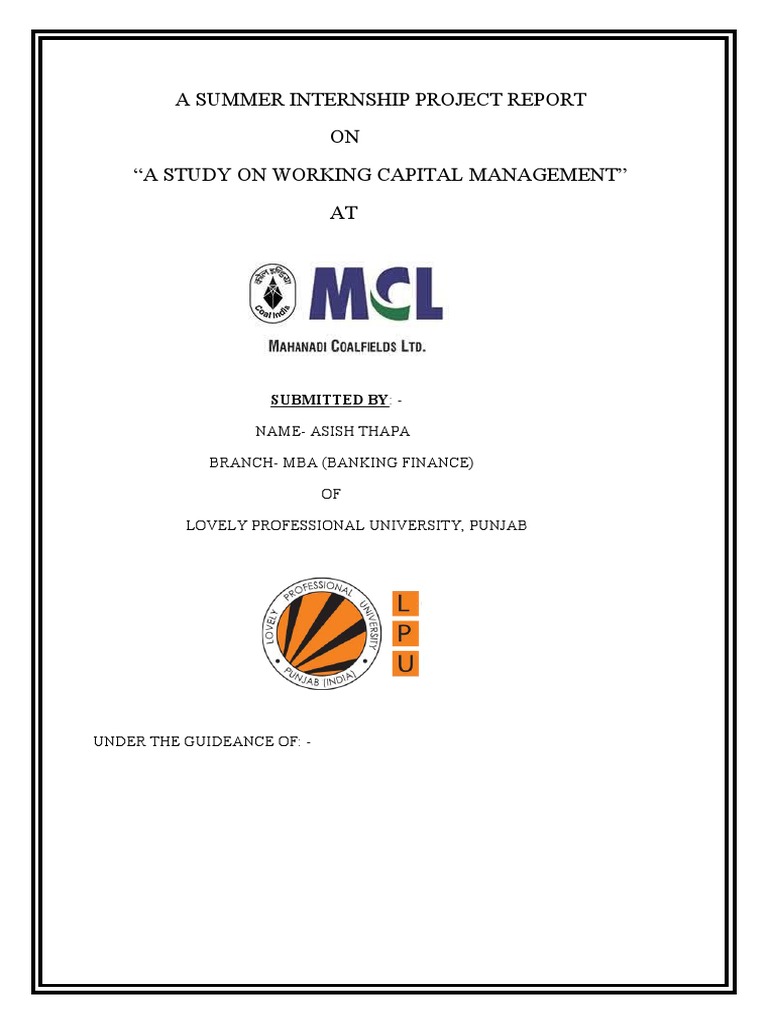 A Summer Internship Project Report August | Download Free PDF | Working ...