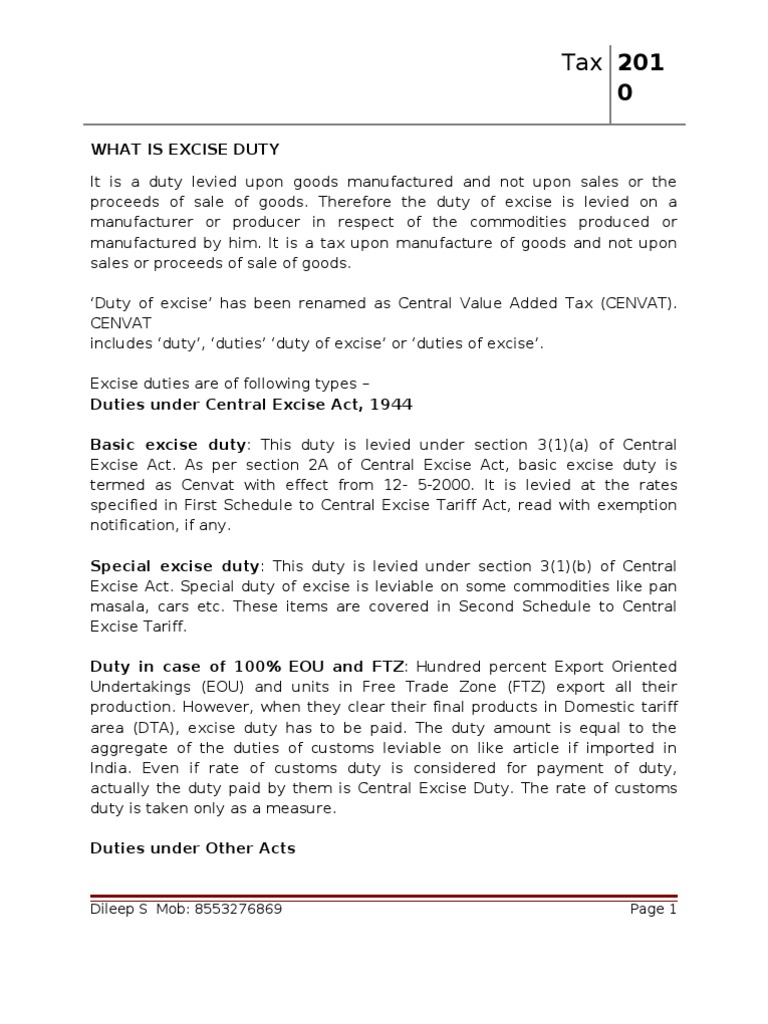 What Is Excise Duty1 | PDF | Excise | Taxation