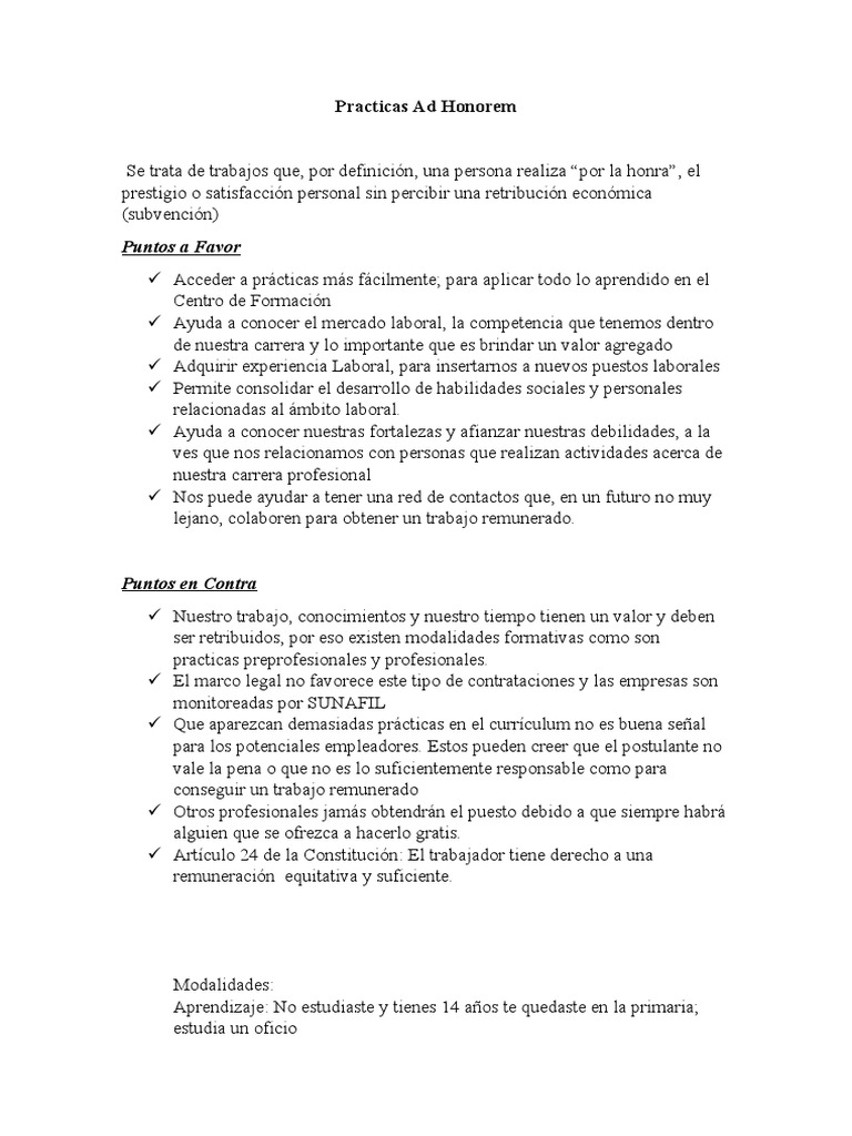 Practicas Ad Honorem | PDF